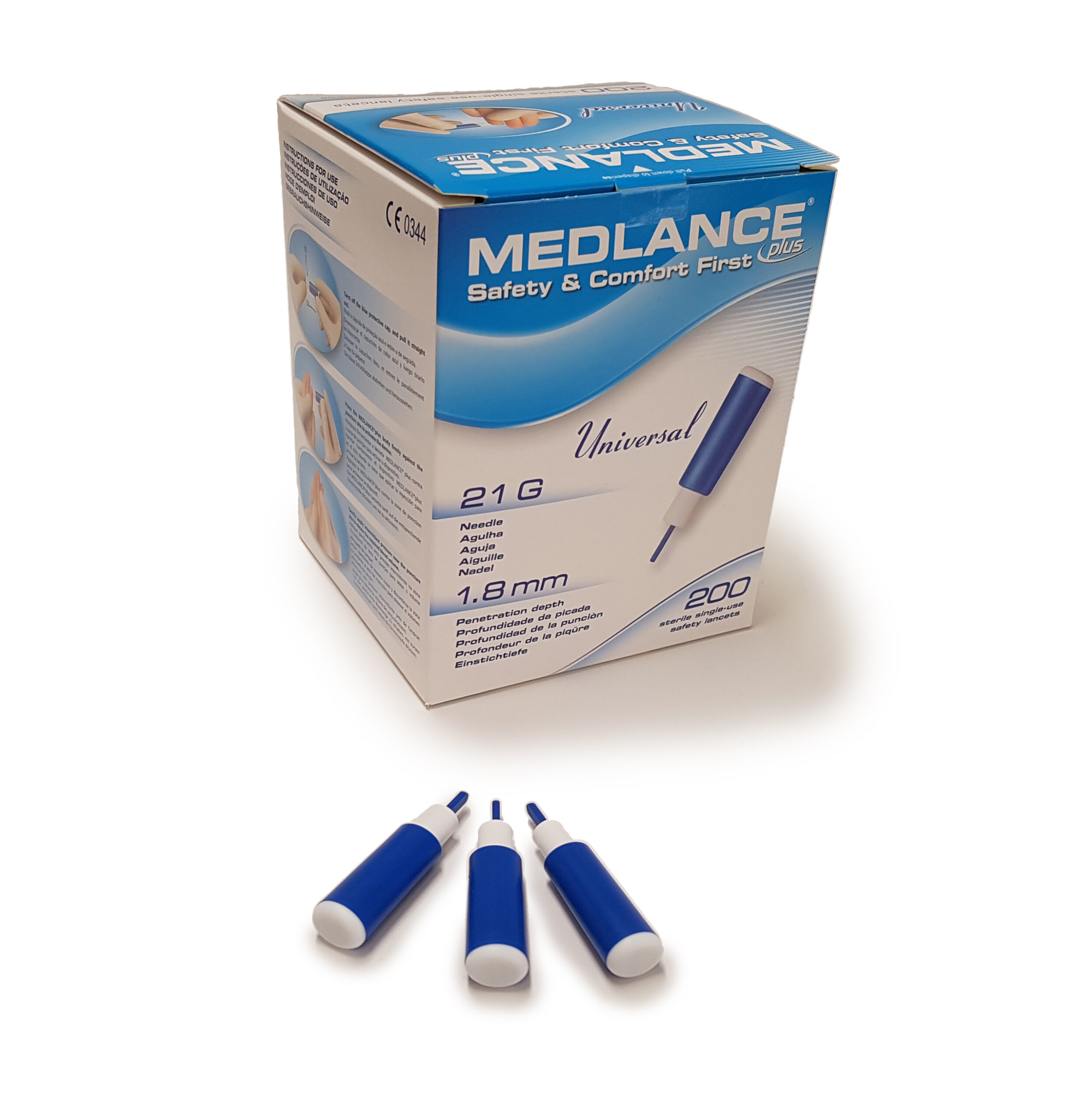 Medlance plus Universal -turvalansetti, 21G 1,8 mm, sininen - Mekalasi Oy